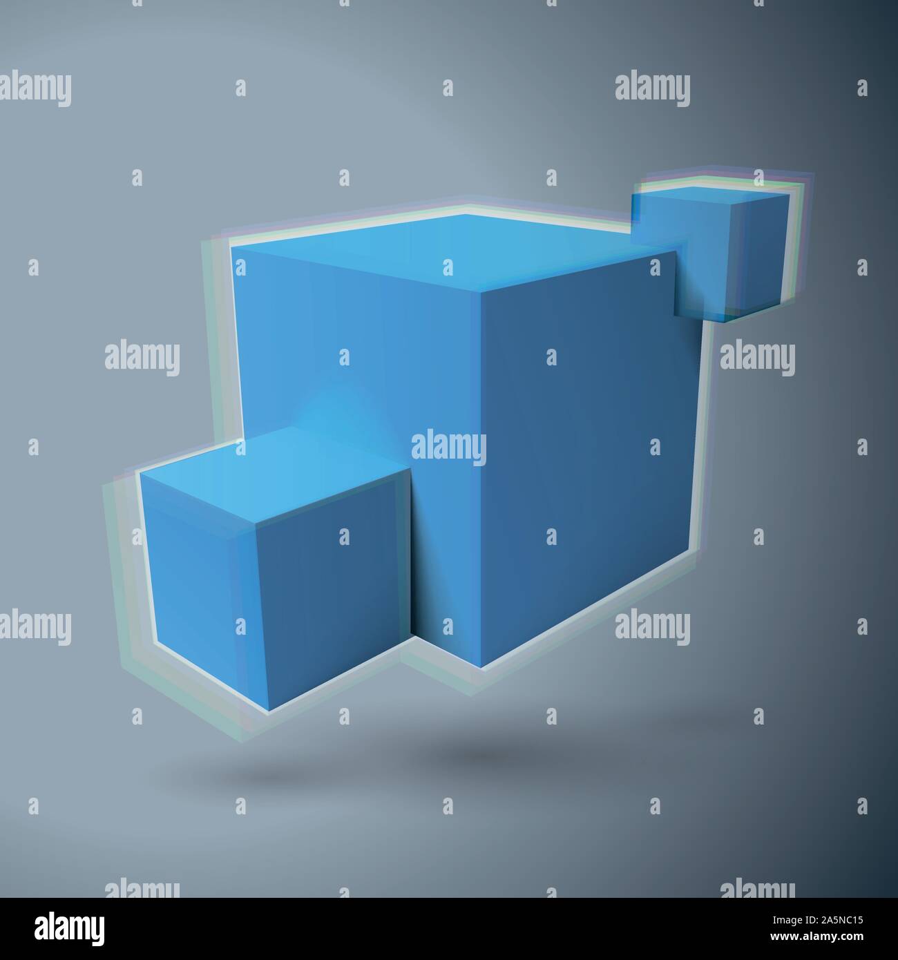 Three 3D cubes logo with aberrations Stock Vector Image & Art - Alamy