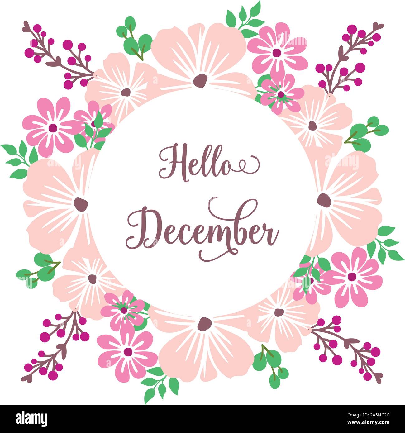 Decorative of seamless green leafy flower frame, for pattern card hello ...