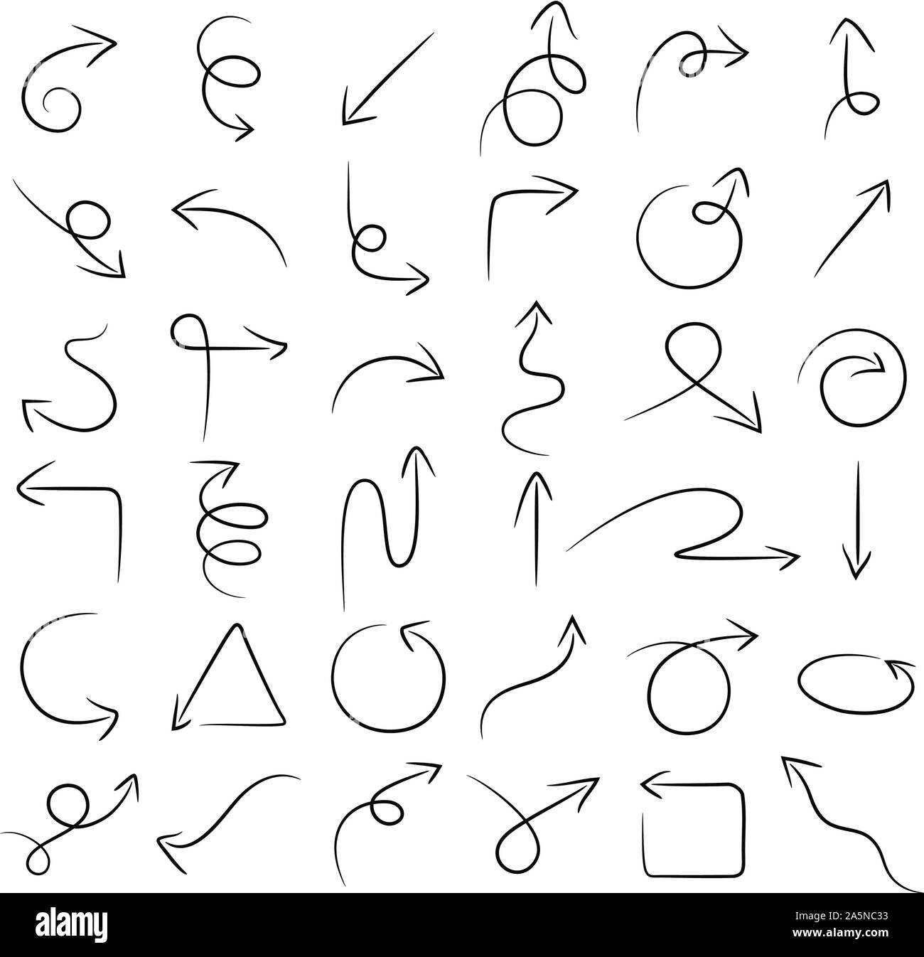 hand drawn arrow set on white background, pencil vector Stock Vector ...