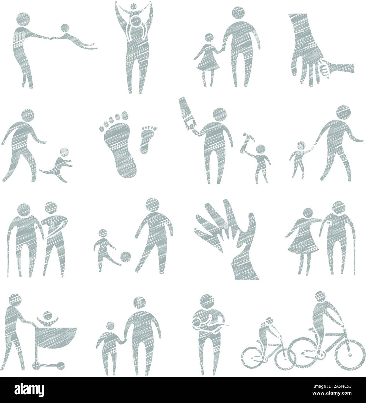 father and child activity, drawing sketch icon set for design in Father ...