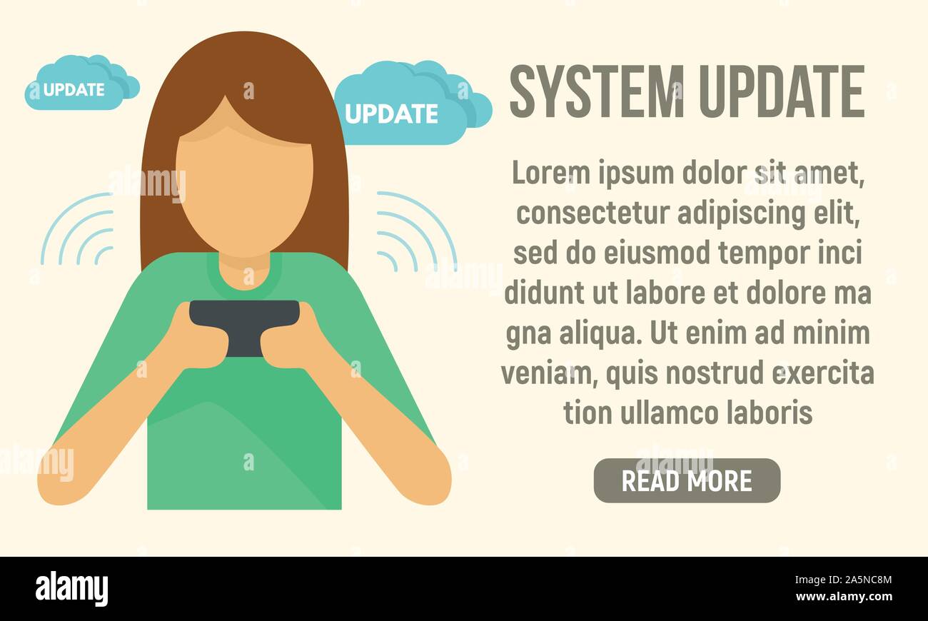 Smartphone system update concept banner. Flat illustration of ...