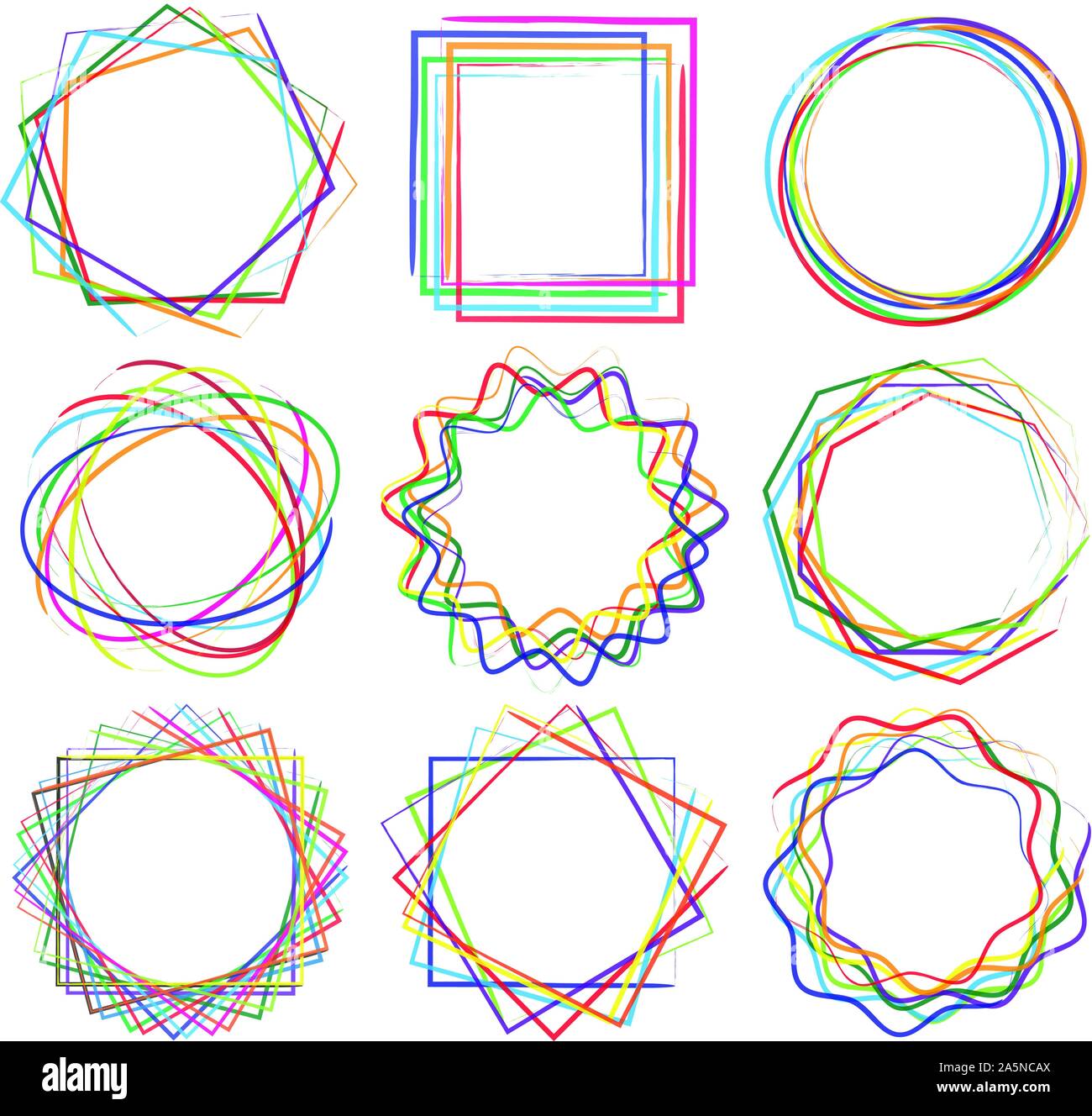 line shape of art frame set, colorful brush vector Stock Vector Image ...