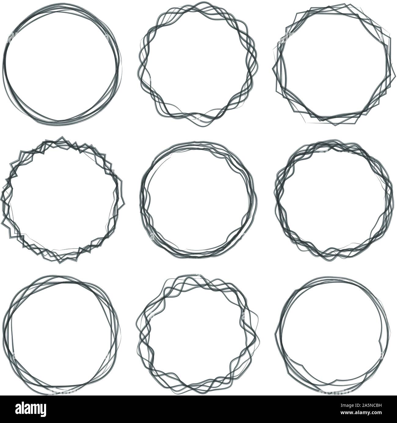 circle text box frame set, brush drawing vector Stock Vector Image ...