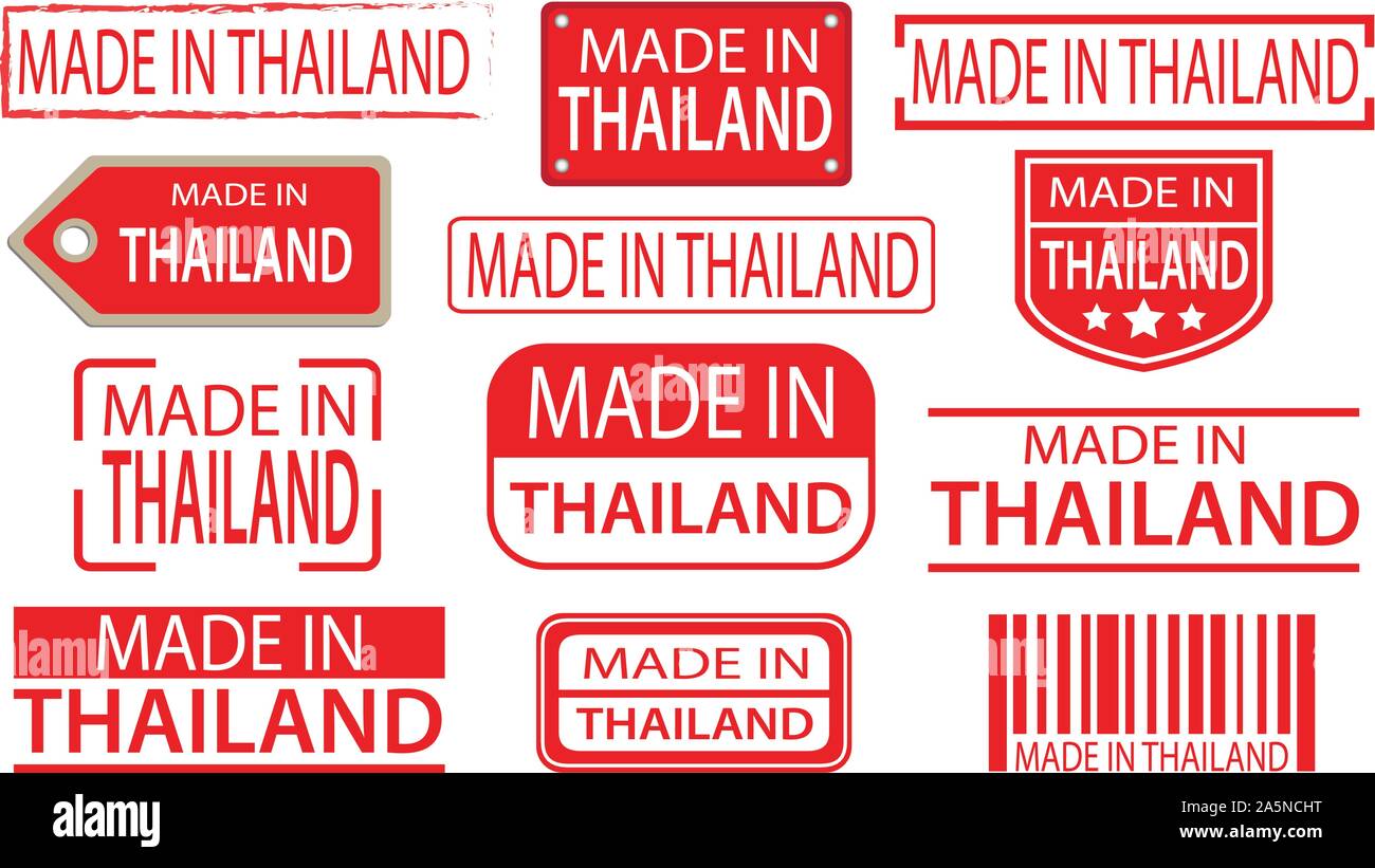 red made in Thailand label stamp, vintage vector style Stock Vector ...
