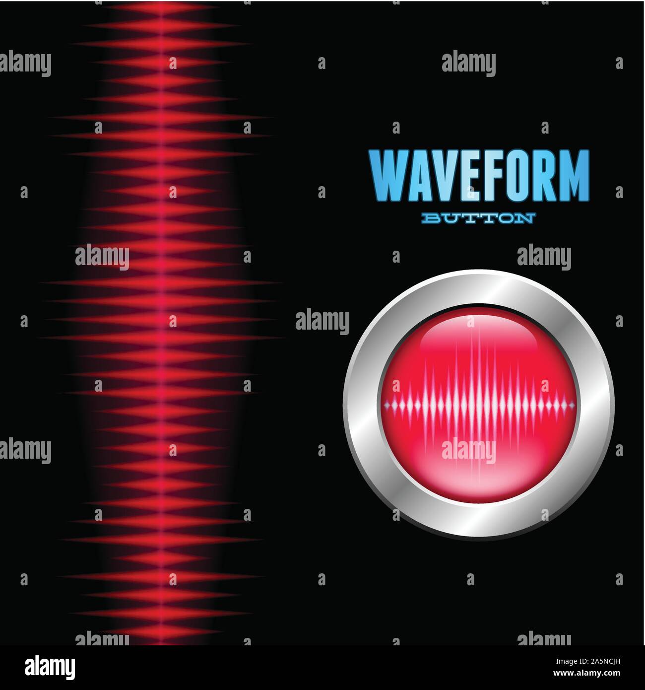 Silver button with sound waveform sign Stock Vector Image & Art - Alamy