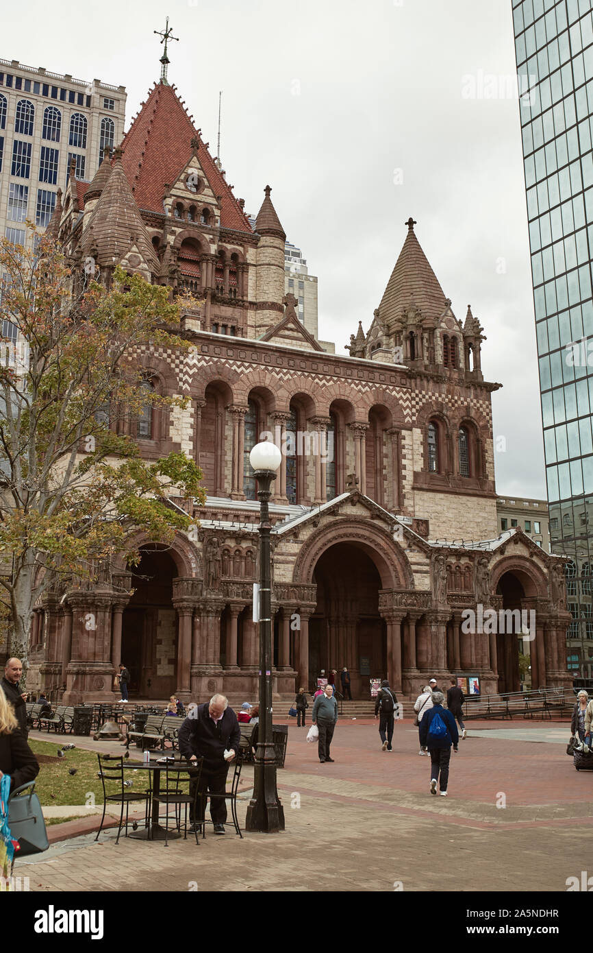 Boston, Massachusetts - October 3rd, 2019: View of Trinity Church in ...