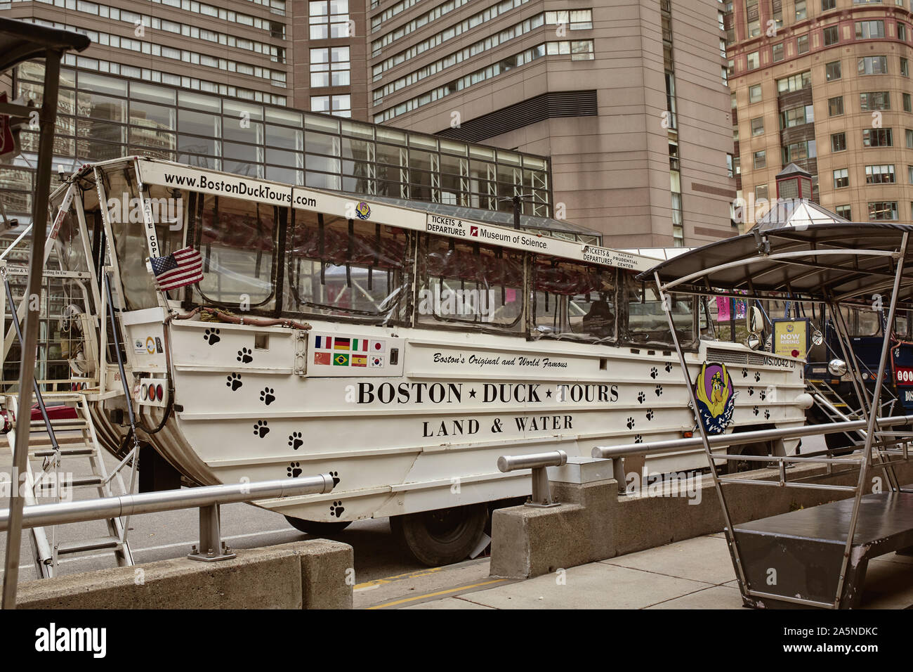 Boston, Massachusetts - October 3rd, 2019: Boston Duck Tour boat near ...