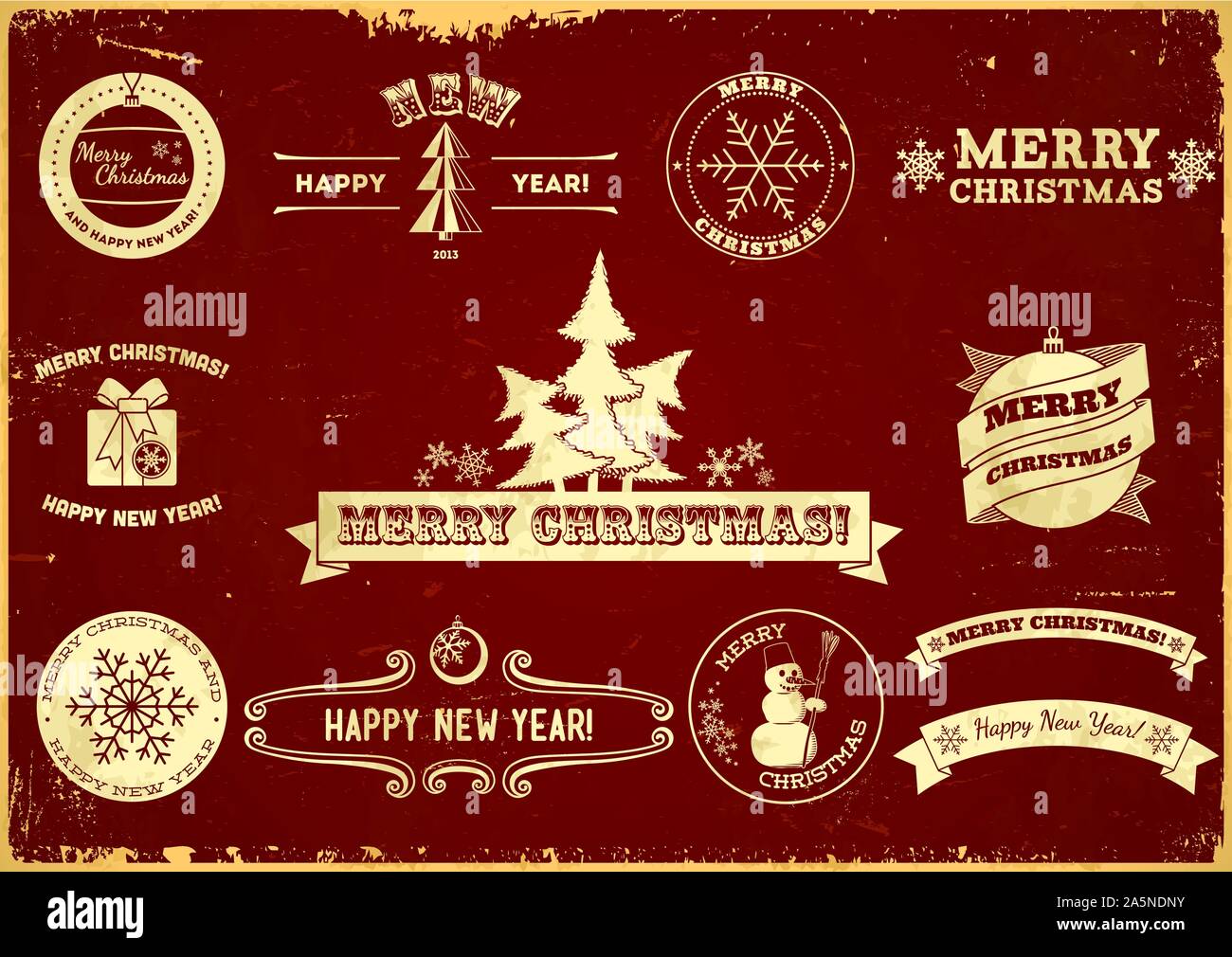 Set of Christmas vintage labels Stock Vector Image & Art - Alamy