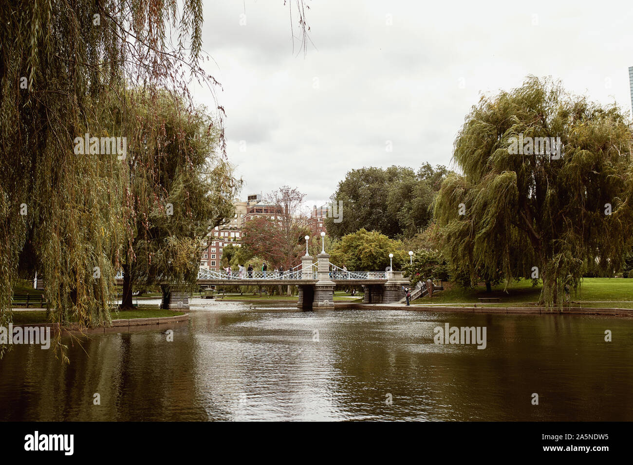 Boston, Massachusetts - October 3rd, 2019: Lagoon Bridge overlooking ...