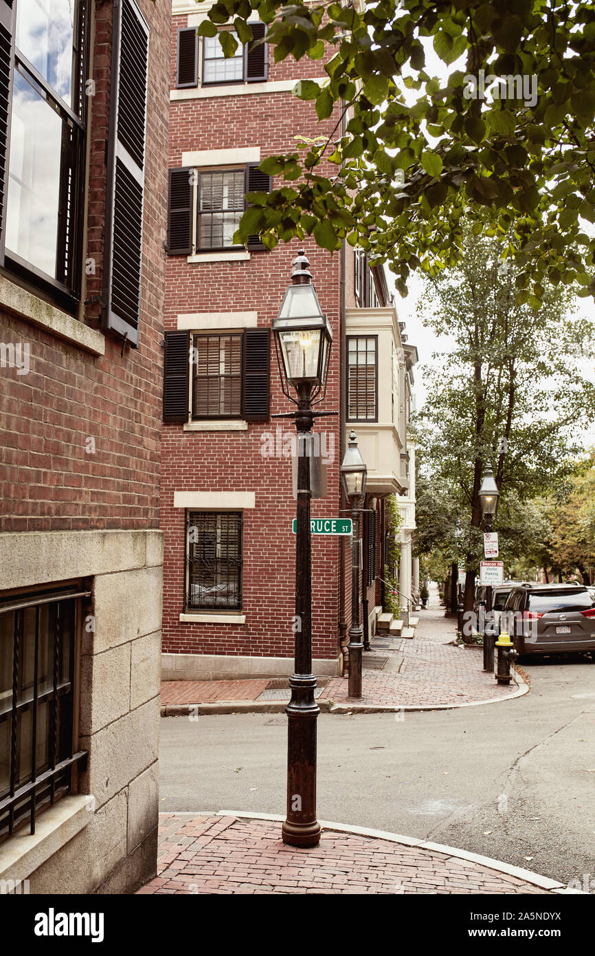 Beautiful residential buildings on a Fall day, in the historic Beacon ...