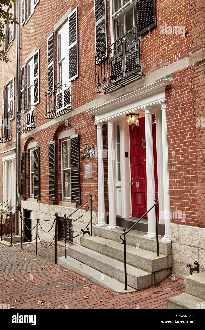 Boston, Massachusetts - October 3rd, 2019: Exterior of brownstone ...