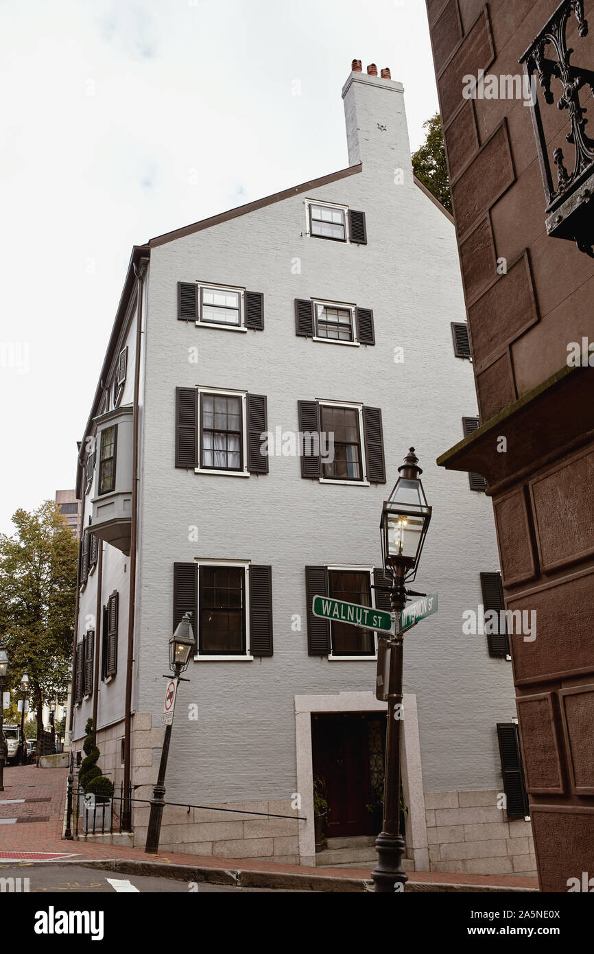 Beautiful residential buildings on a Fall day, in the historic Beacon ...