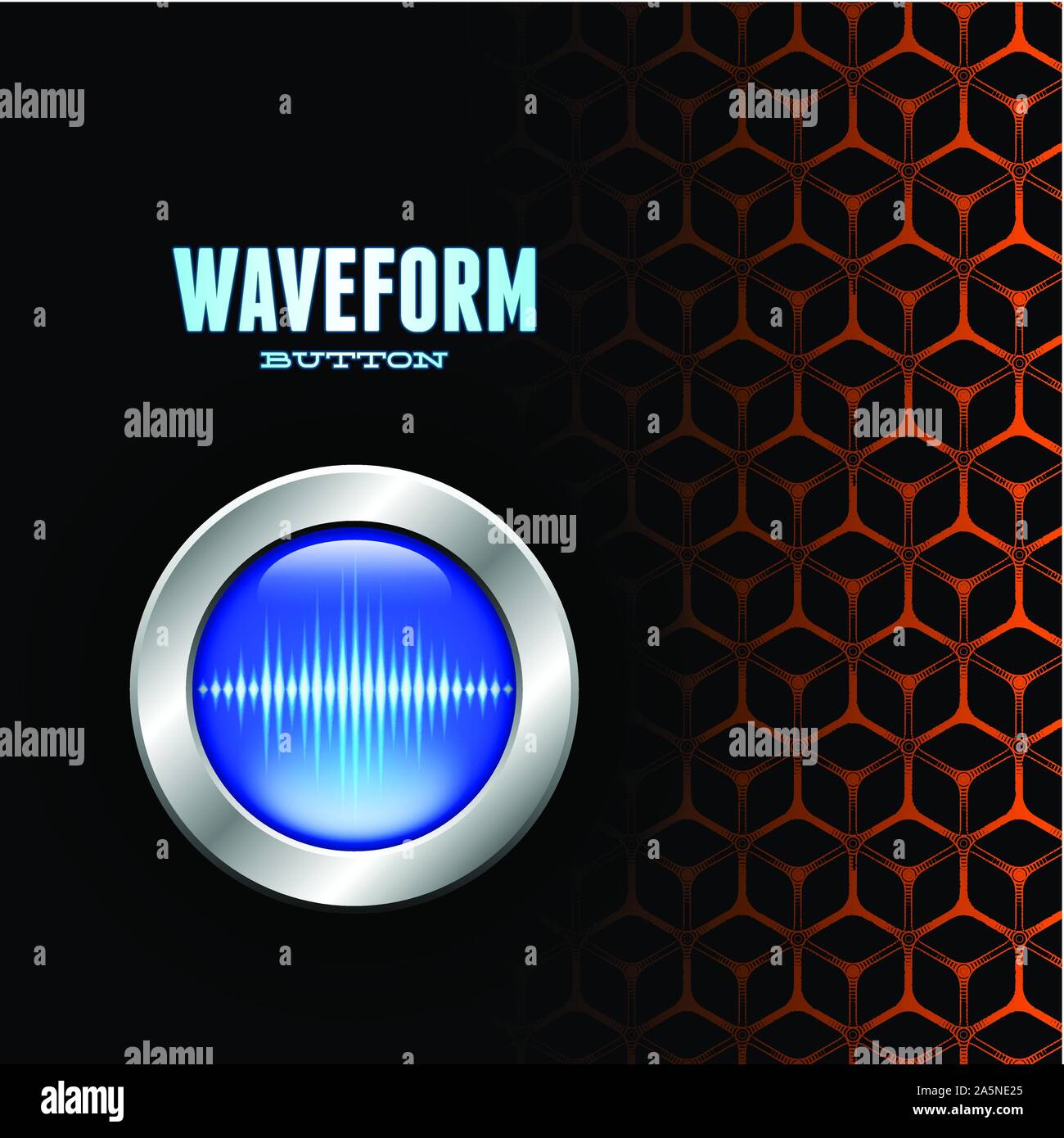 Silver button with sound wave sign on unusual grid Stock Vector Image ...