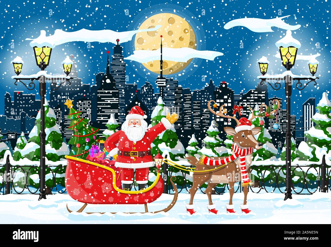 Christmas winter cityscape Stock Vector Image & Art - Alamy