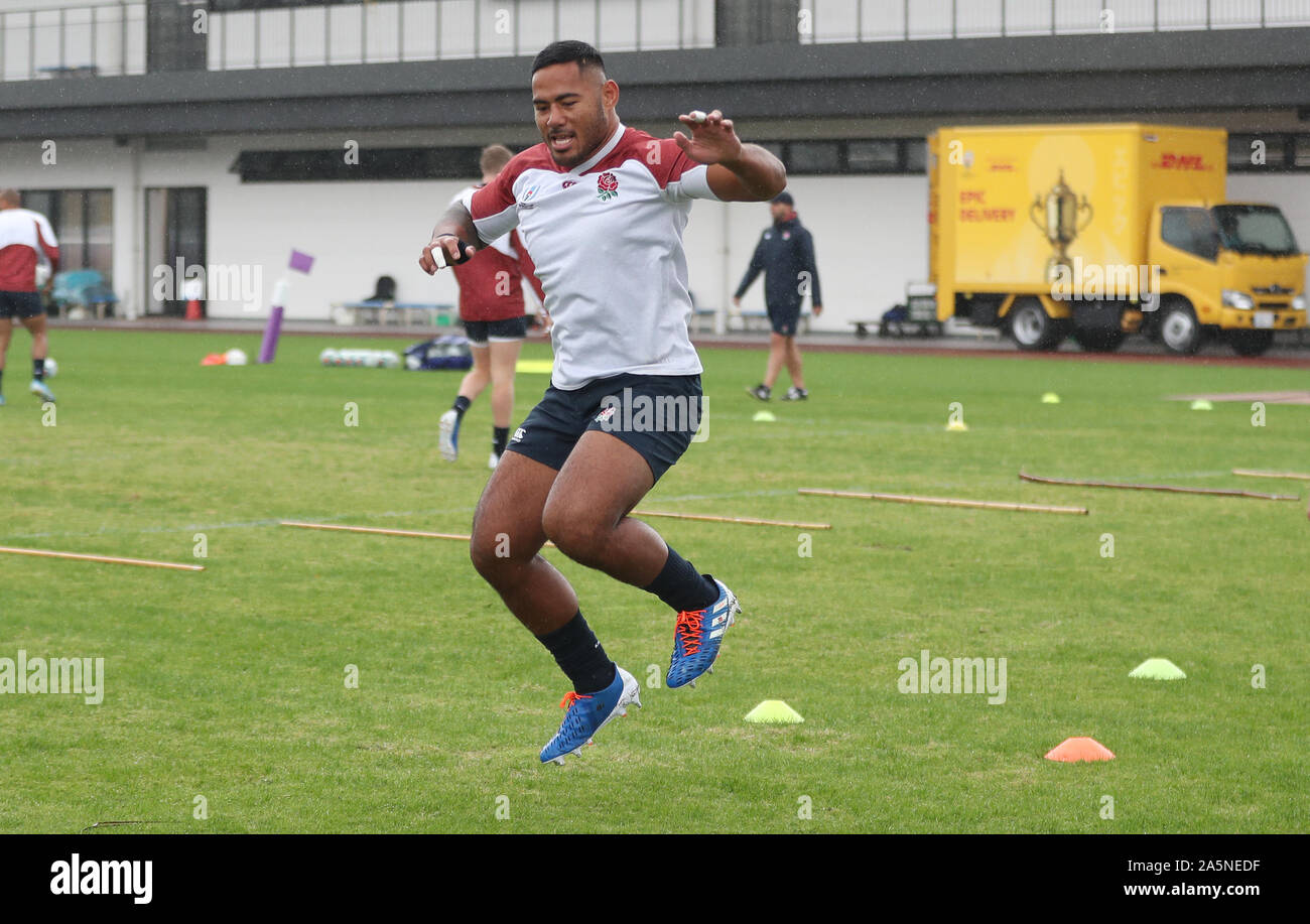Manu Tuilagi during a training session at the Arcs Urayasu Park, Chiba ...