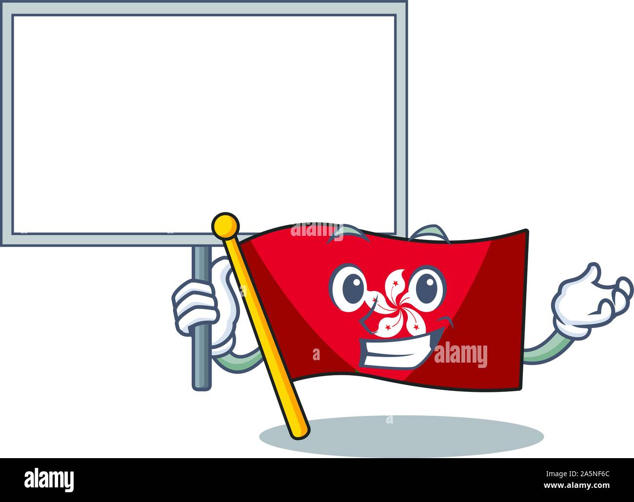 Bring board flag hongkong cartoon isolated the character Stock Vector ...