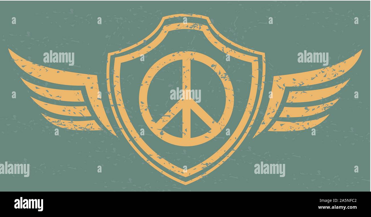 yellow peace wing symbol sign icon - antique yellow vintage Stock ...