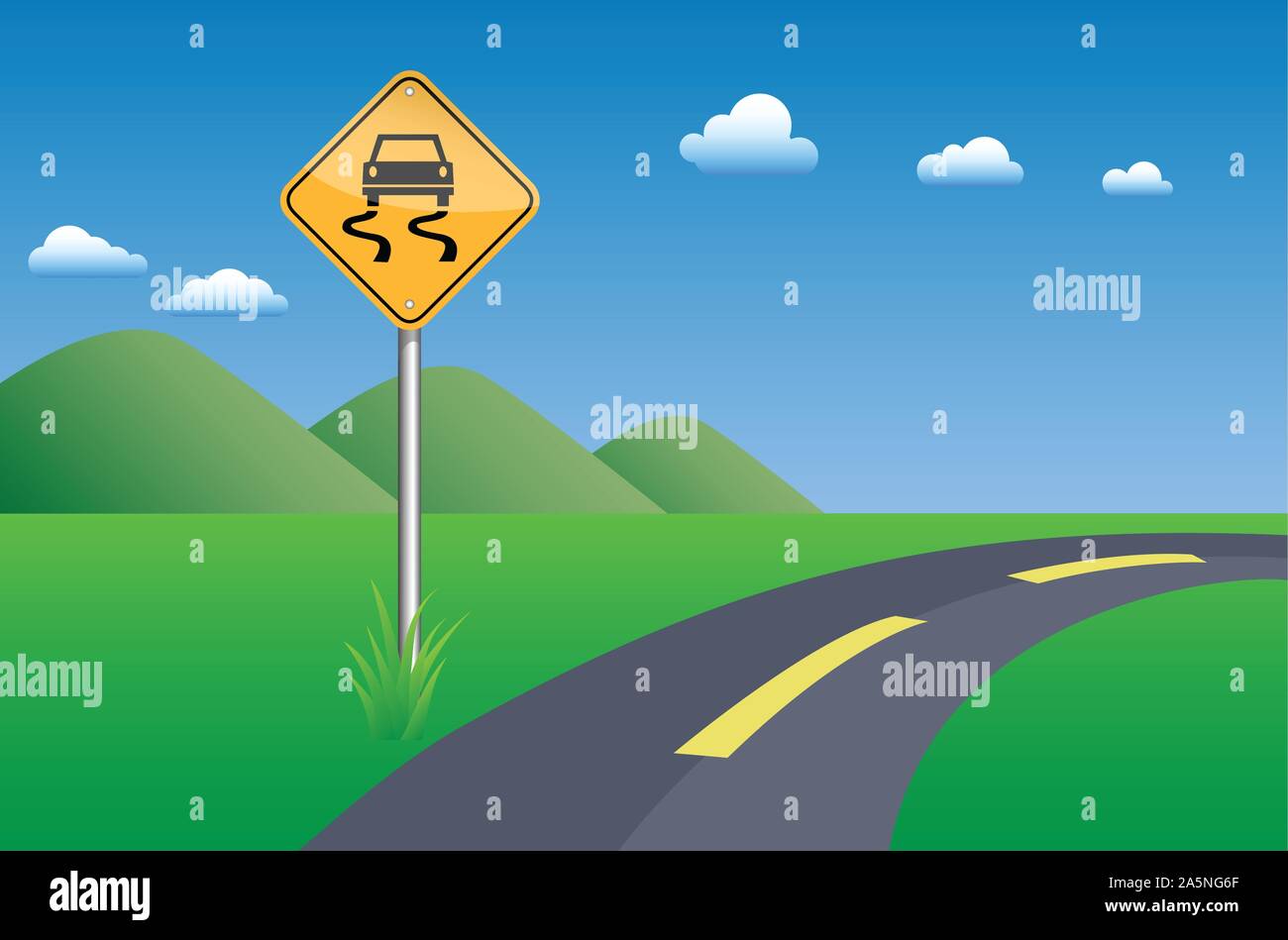 Driving car signs grass traffic Stock Vector Images - Alamy