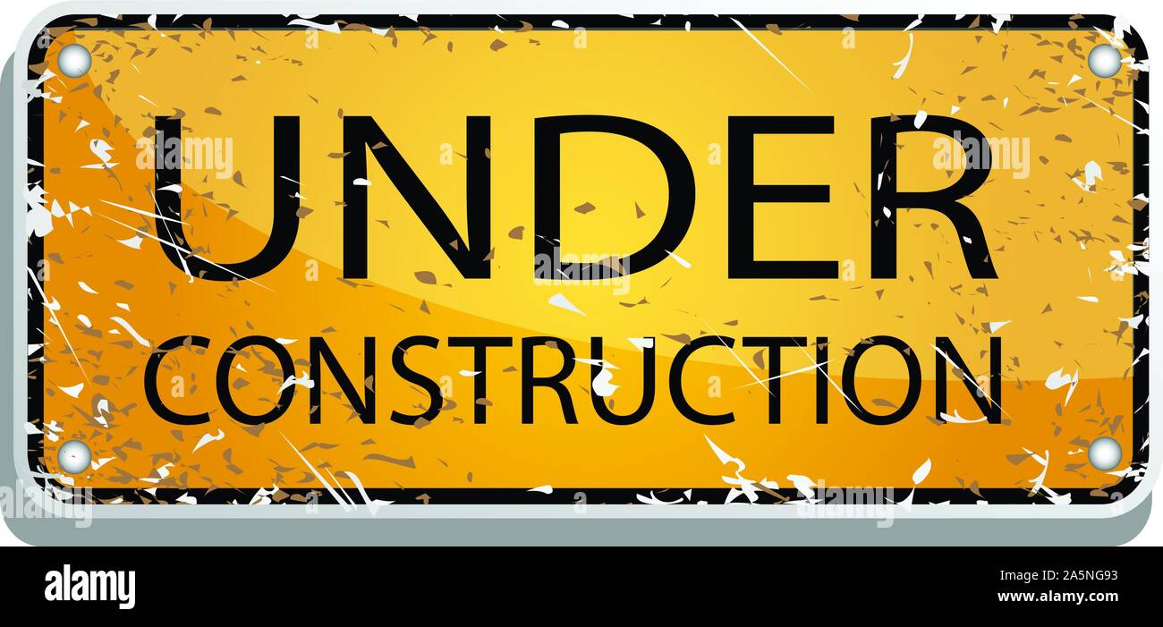 old and grunge under construction sign on white background Stock Vector ...