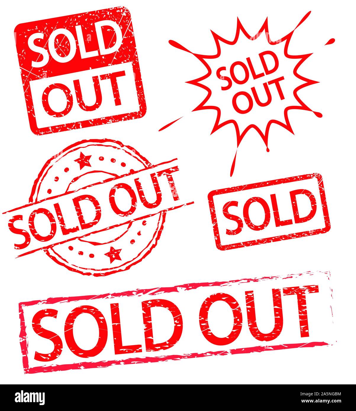 red sold out label stamp icon set, vector sign, illustration Stock ...