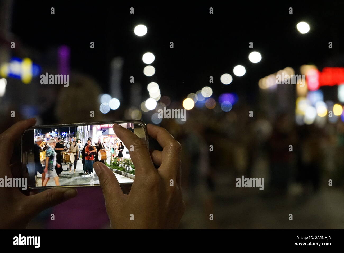 Beautiful bokeh light at night in Cyprus Stock Photo - Alamy