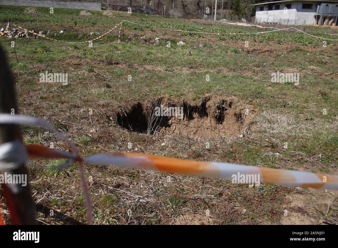 Terelle, Italy - March 15, 2009: The small sinkhole in the Terelle ...