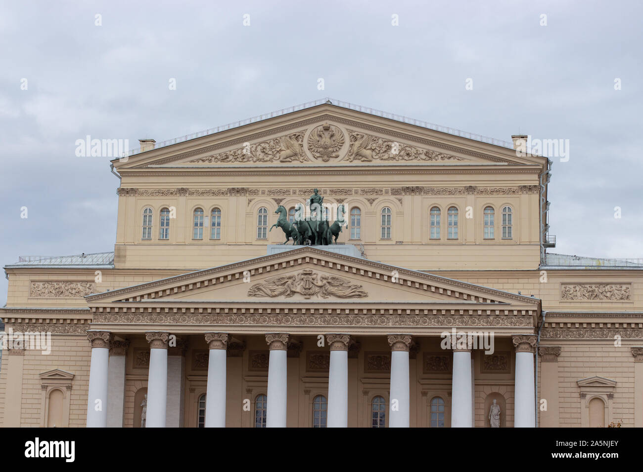12-10-2019, Moscow, Russia. The Bolshoi Theater is the central facade ...