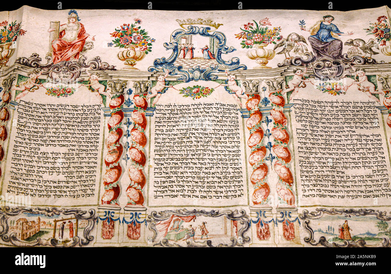 Italy Padua Jewish Museum, Ester's scroll Stock Photo - Alamy