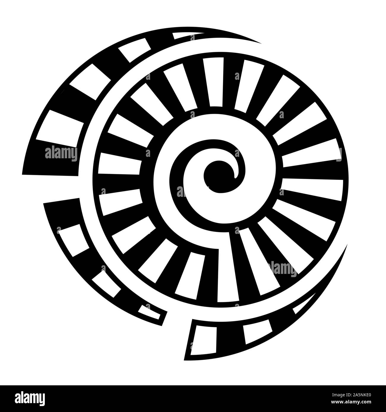 Abstract geometric symbol, isolated on white background. Spiral, round ...