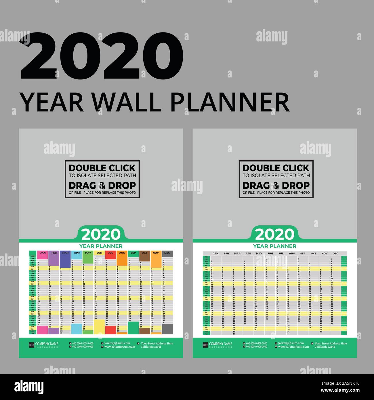 Year Wall Planner 2020 Vector Stock Vector Image & Art - Alamy