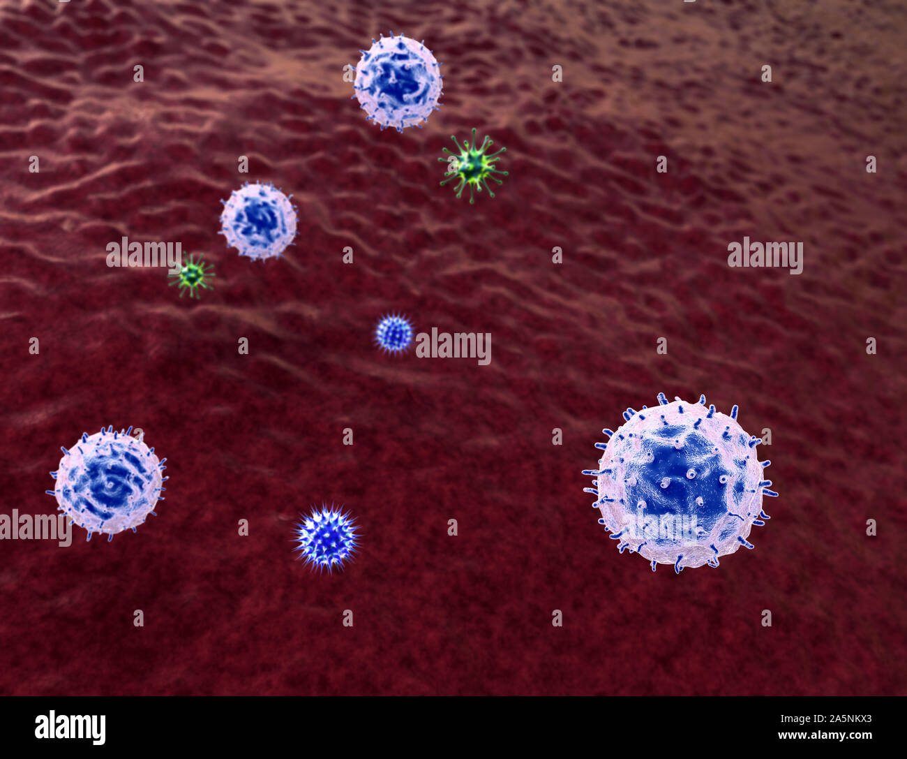 cancer cell, 3d rendered cancer cell, Cancer cell and Lymphocytes,T ...