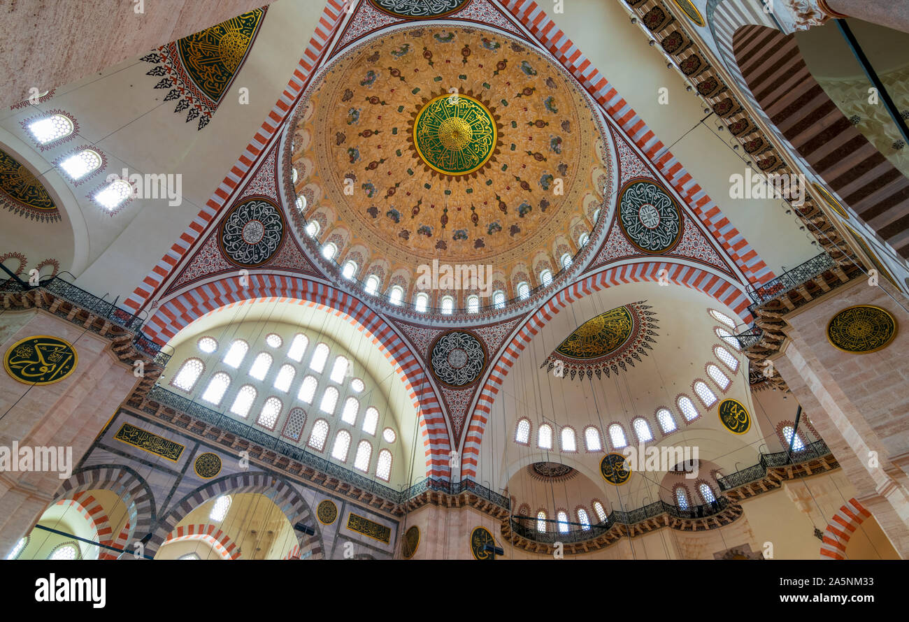 Decorated ceiling at Sultan Ahmed Mosque - Blue Mosque - showing the ...