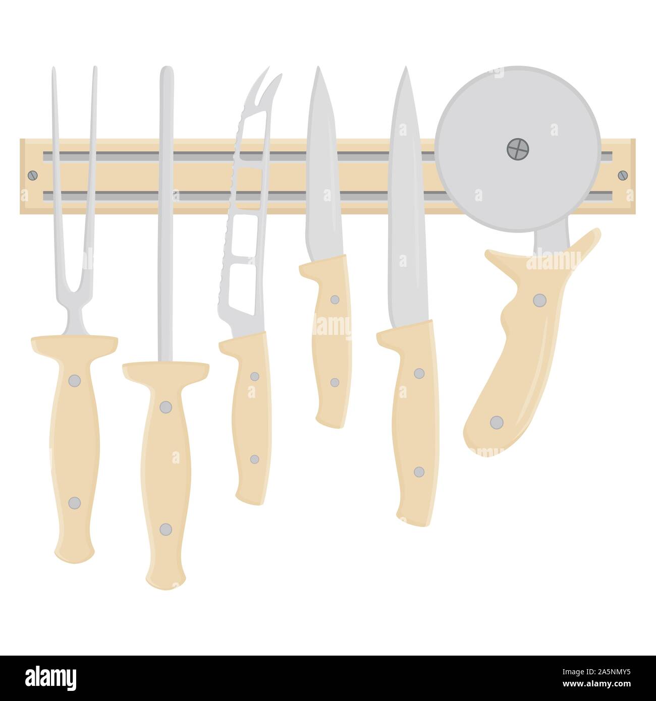 Illustration on theme big colored set different types knives different ...