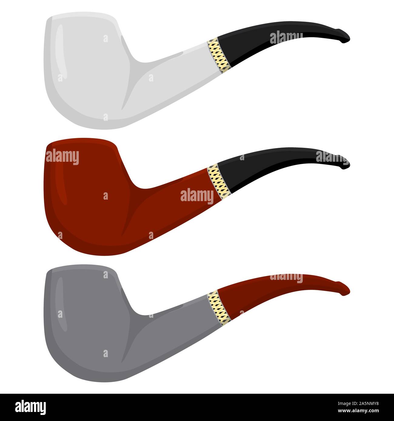 Illustration on theme big colored set different types smoke pipes ...