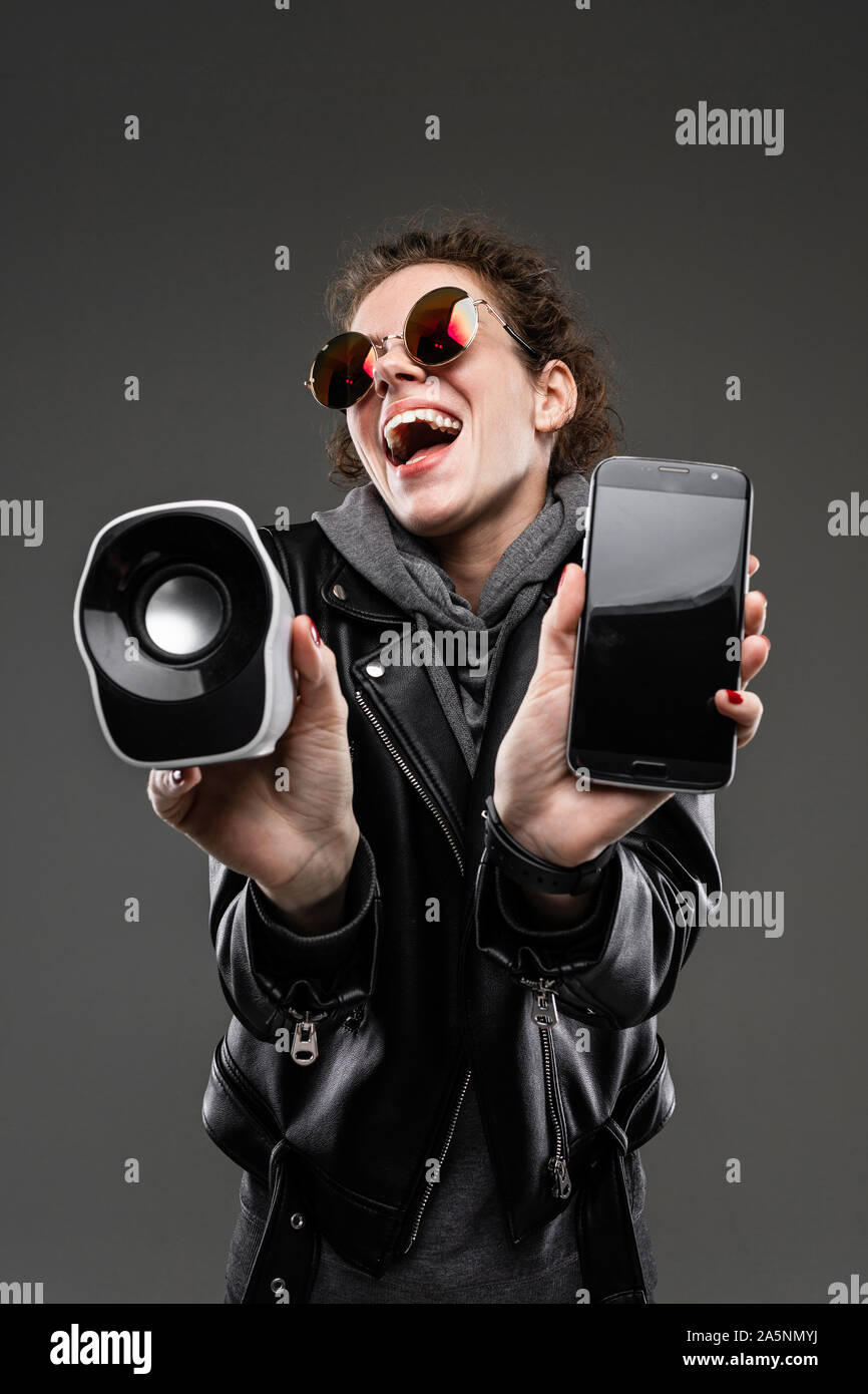 Young girl with rough facial features, patted brown hair, bright ...
