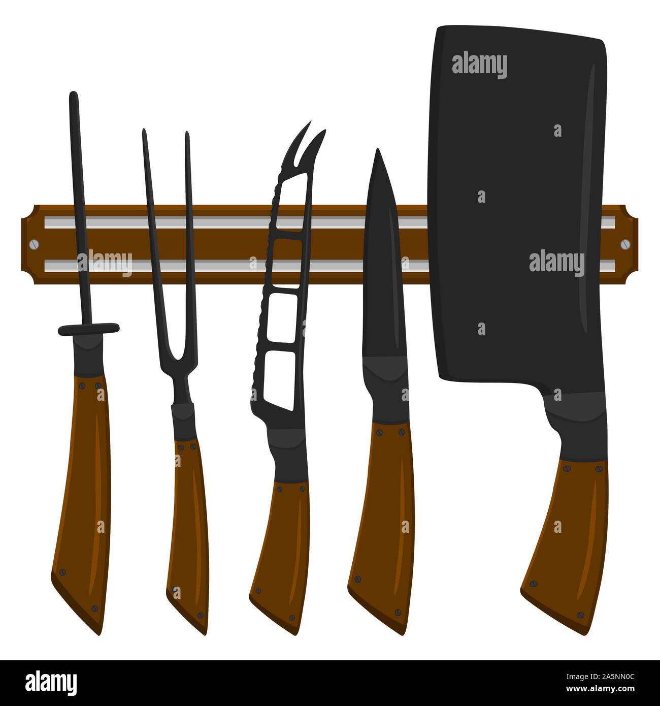 Illustration on theme big colored set different types knives different ...