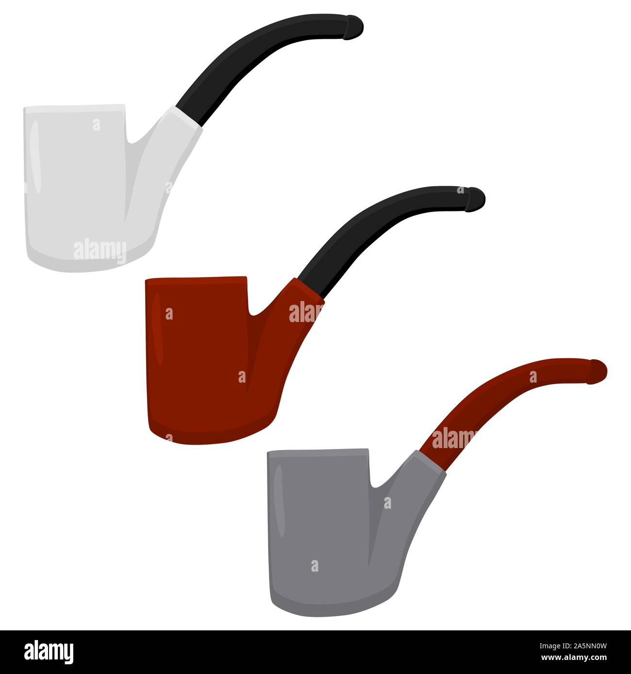 Illustration on theme big colored set different types smoke pipes ...