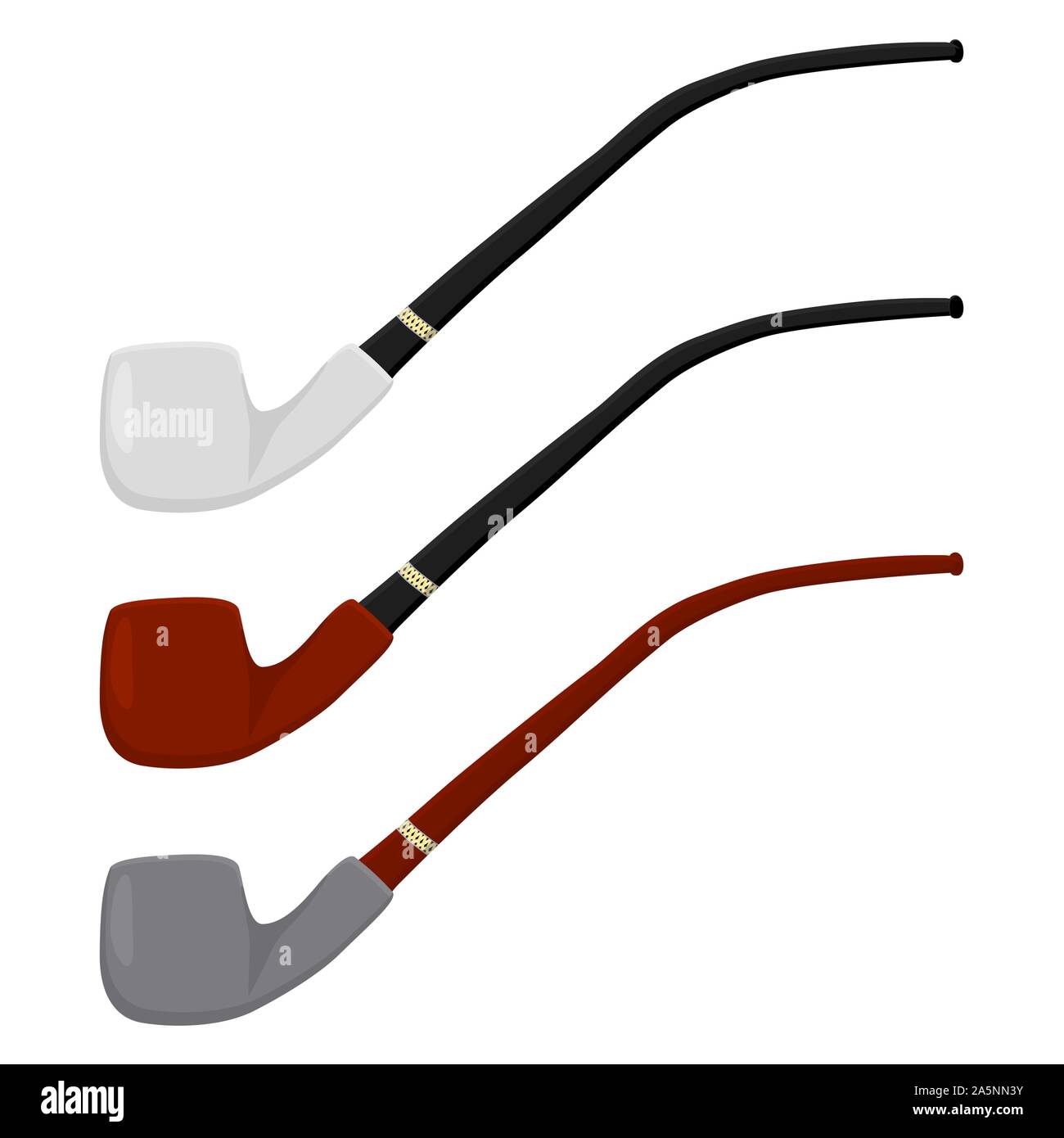 Illustration on theme big colored set different types smoke pipes ...