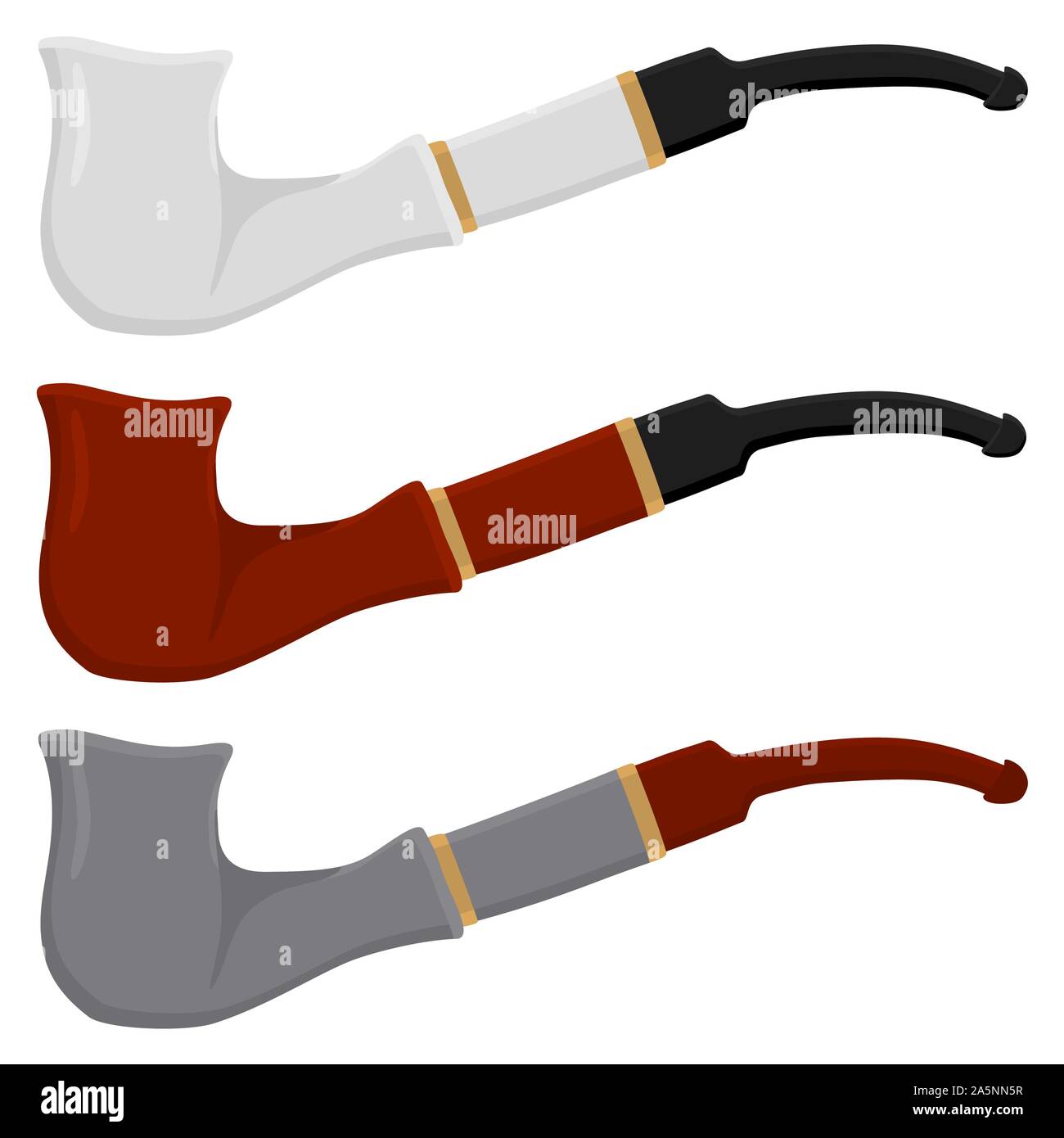 Illustration on theme big colored set different types smoke pipes ...