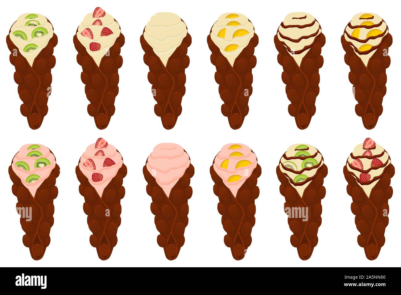 Vector icon illustration logo for set various sweet Hong Kong waffles ...