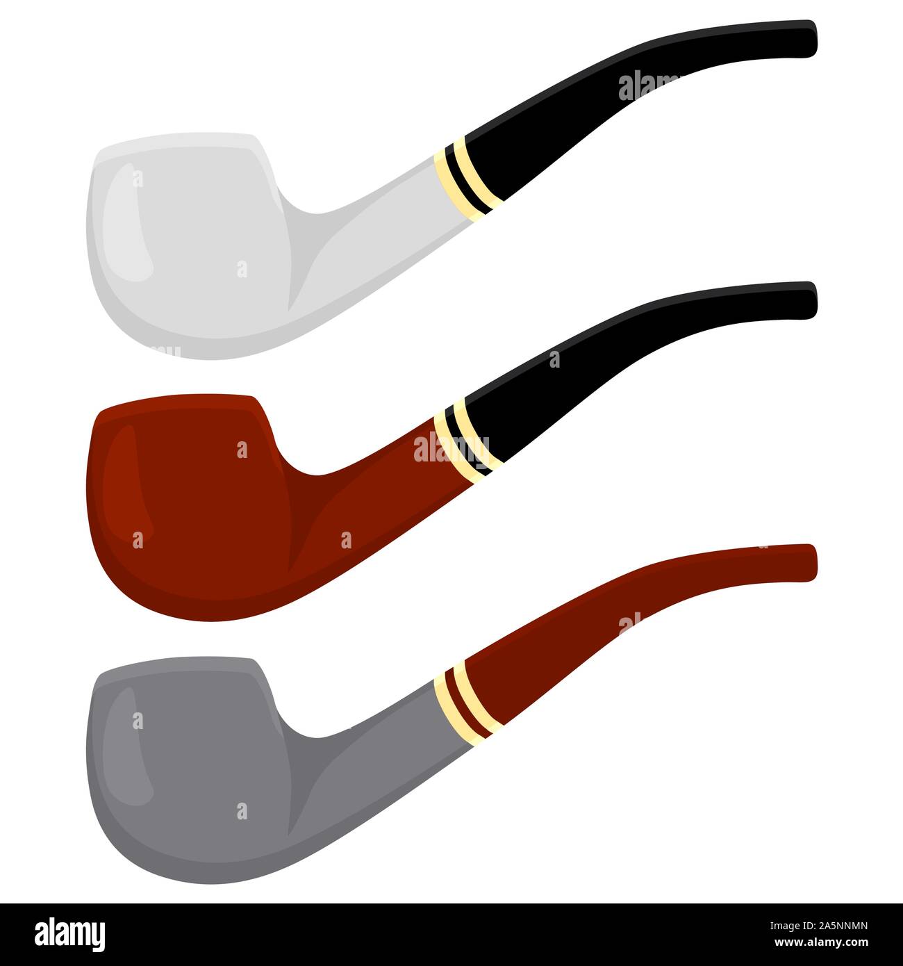 Illustration on theme big colored set different types smoke pipes ...