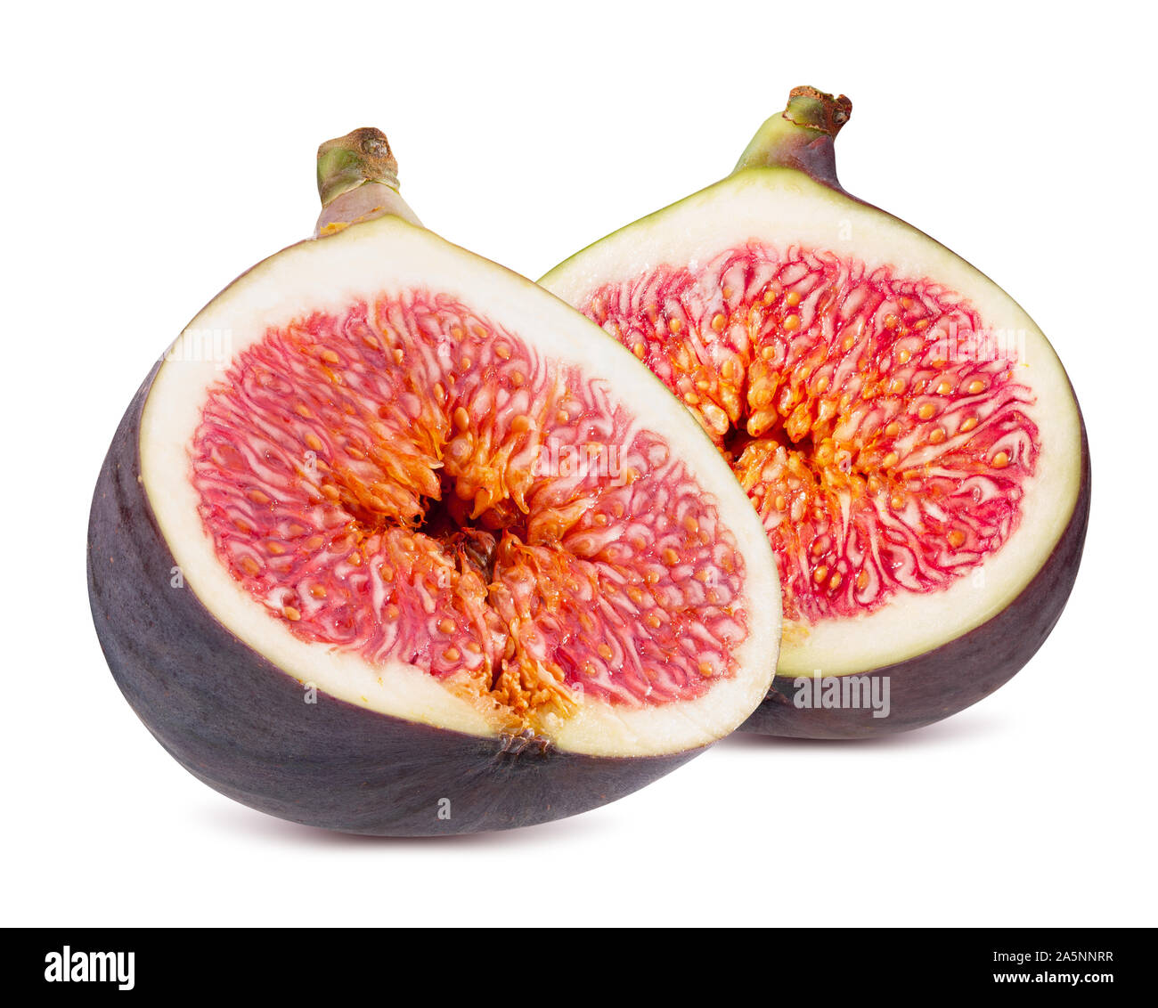 halves of fig isolated on a white background Stock Photo - Alamy
