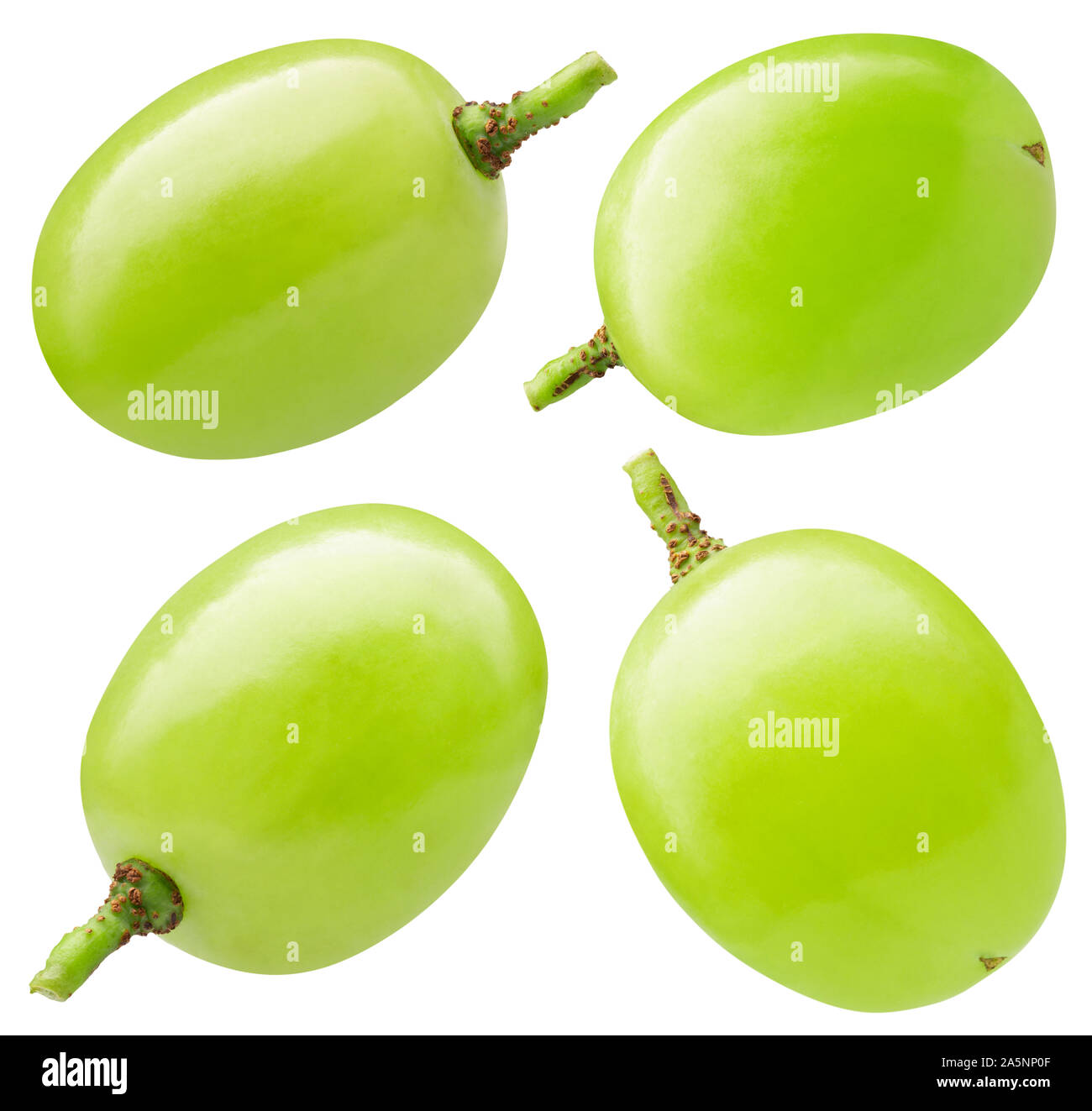 collection of single green grape isolated on a white background Stock ...