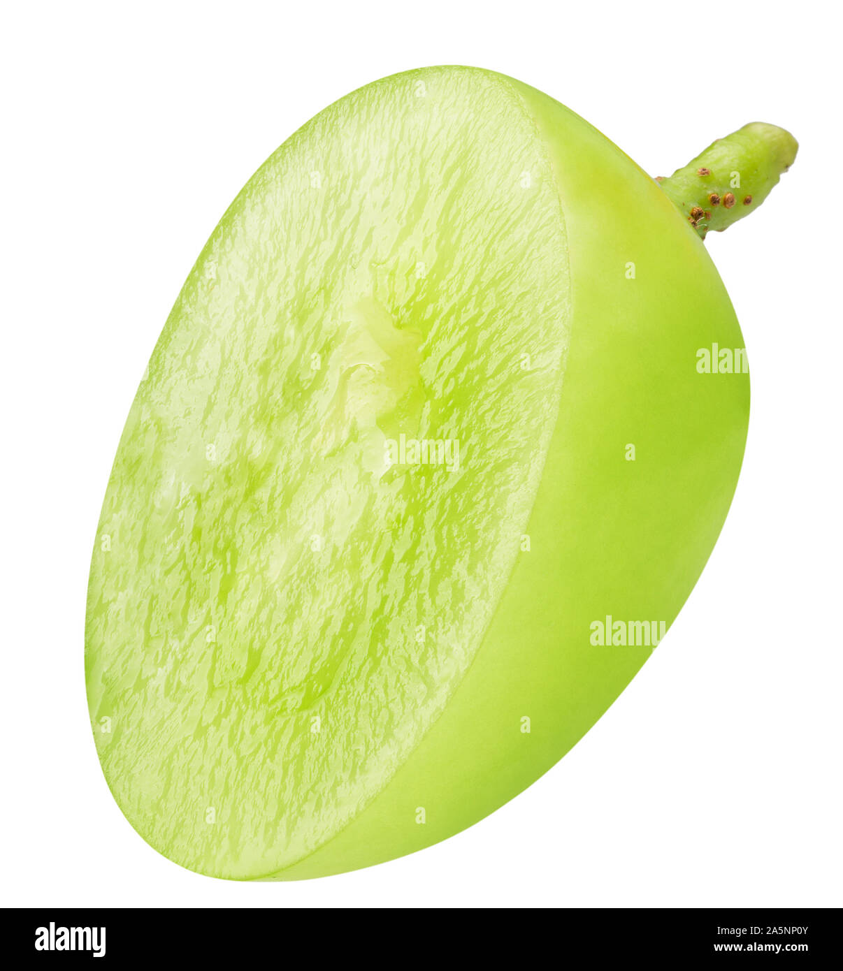 half of single green grape isolated on a white background Stock Photo ...
