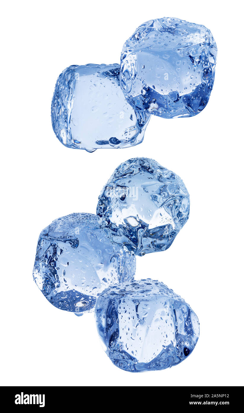 falling ice cubes isolated on a white background Stock Photo - Alamy