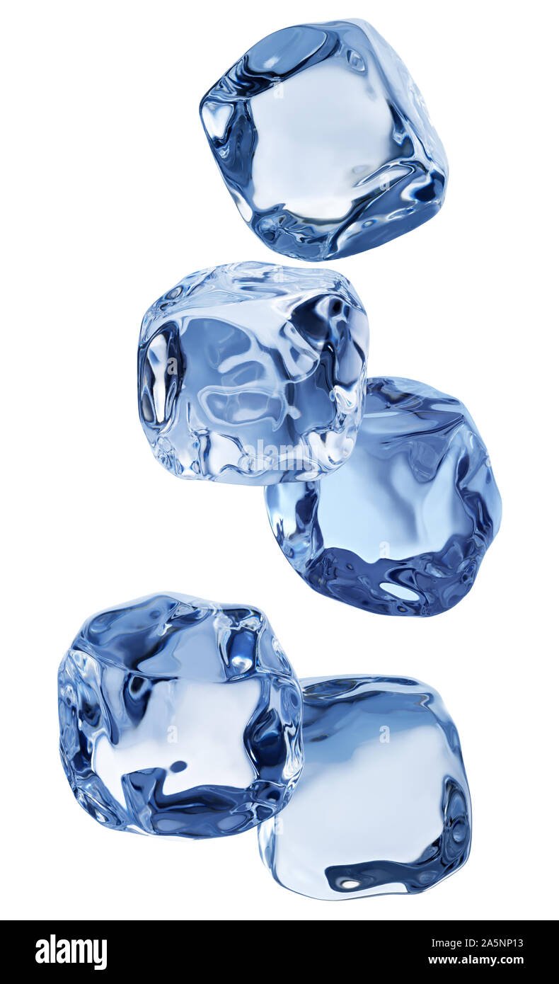 falling ice cubes isolated on a white background Stock Photo - Alamy