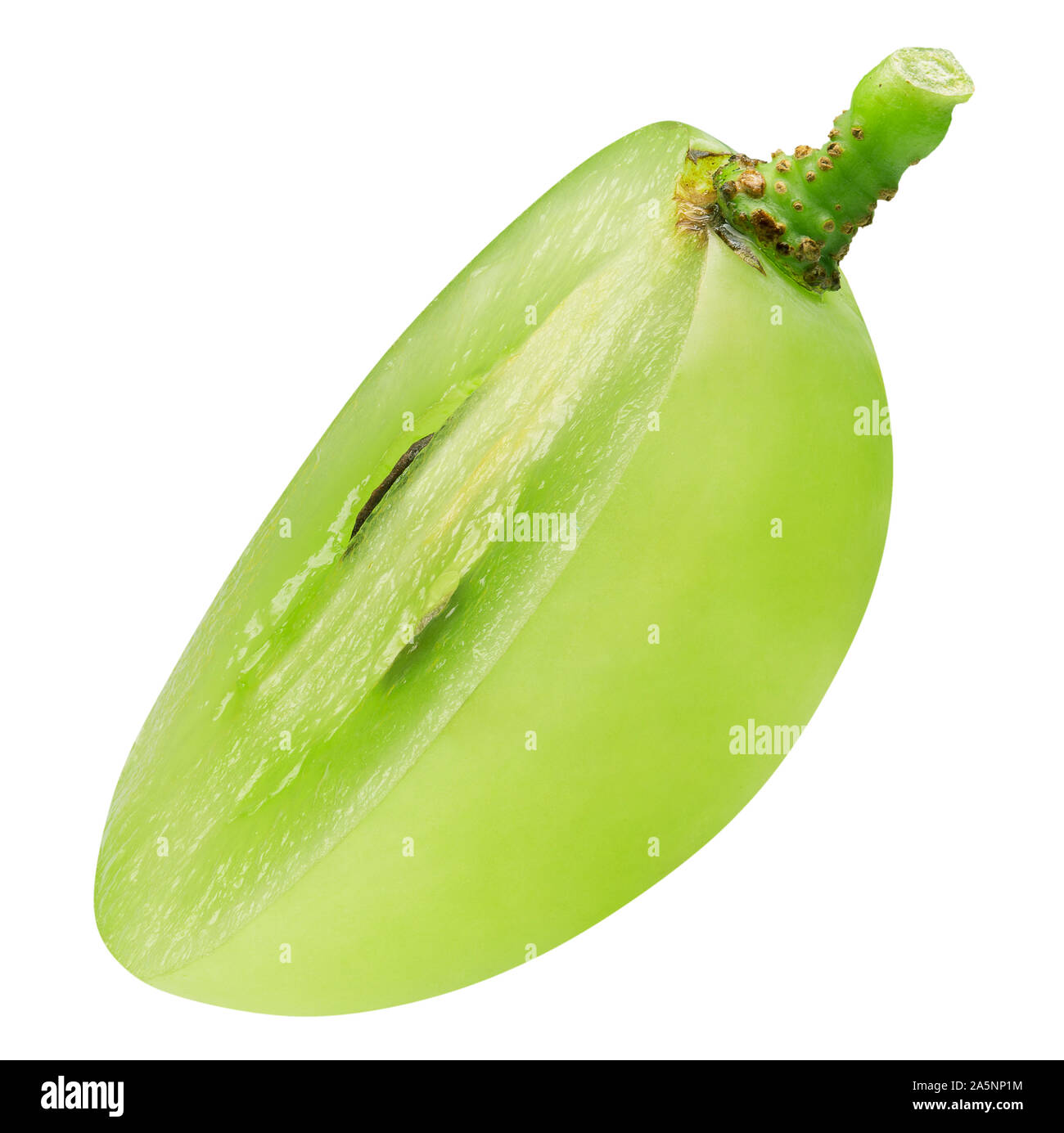 half of single green grape isolated on a white background Stock Photo ...