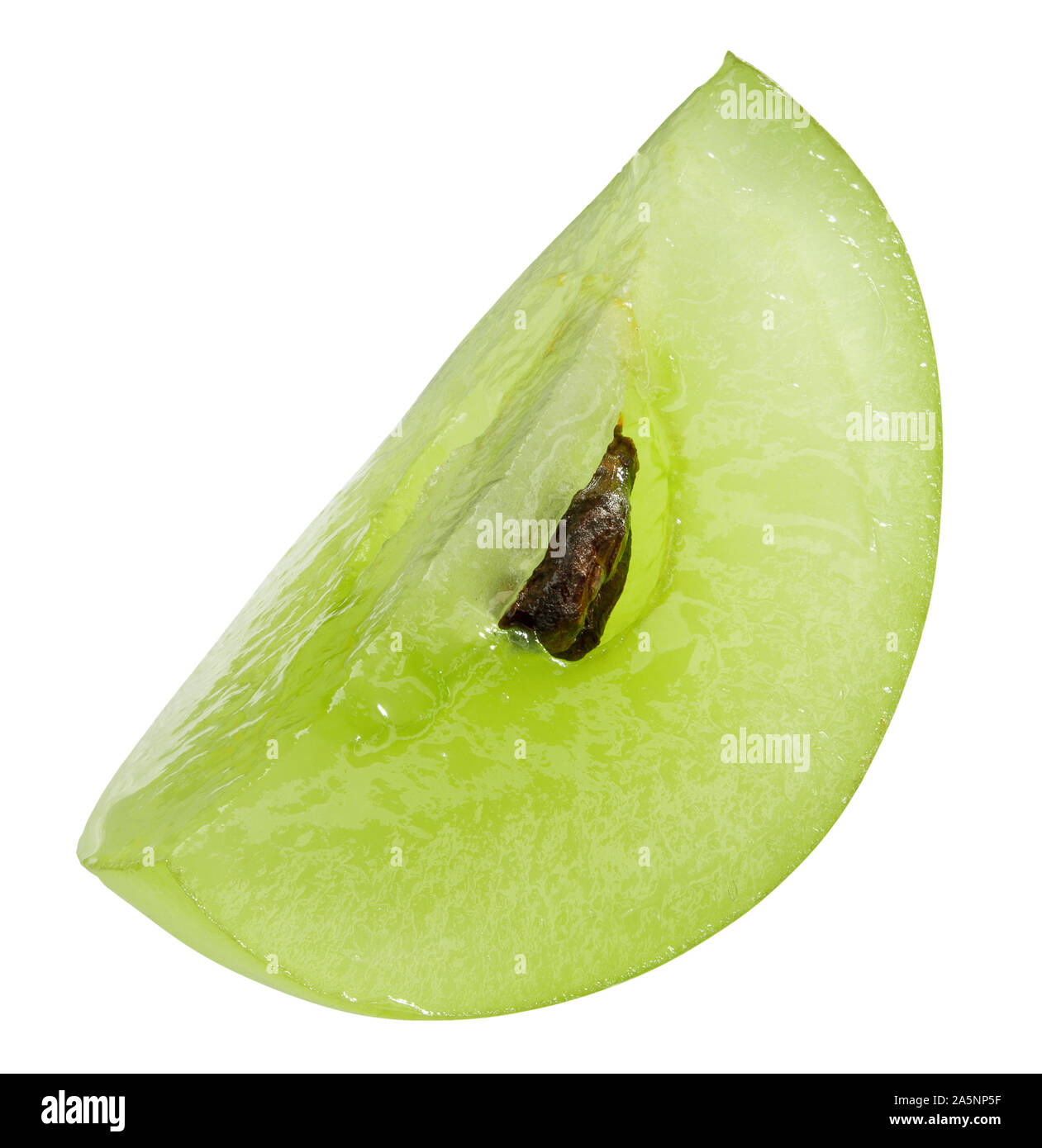 slice of single green grape isolated on a white background Stock Photo ...