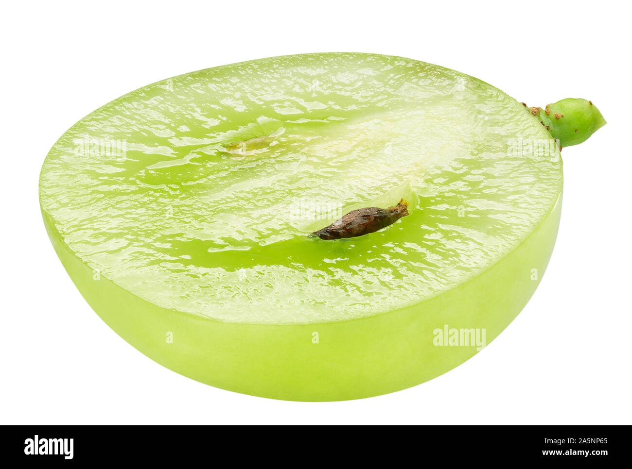 half of single green grape isolated on a white background Stock Photo ...