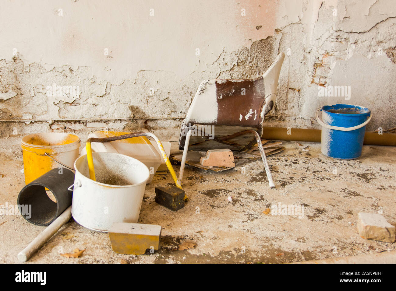 Paint concept in the deserted buildings tumble into ruins (town concept ...